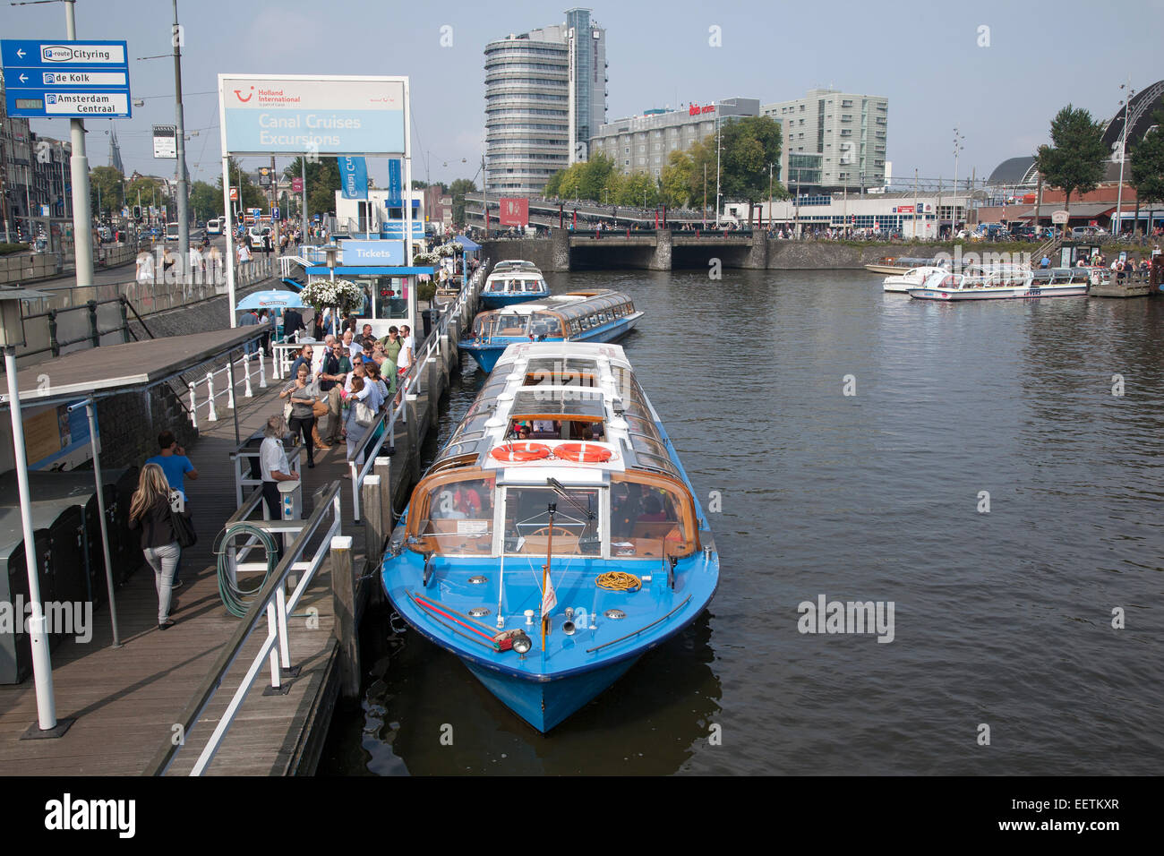 Canal Cruise Excursion Boat, Central Station, Amsterdam, Holland Stock ...
