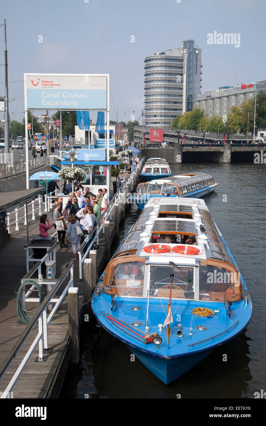 Canal Cruise Excursion Boat, Central Station, Amsterdam, Holland Stock ...