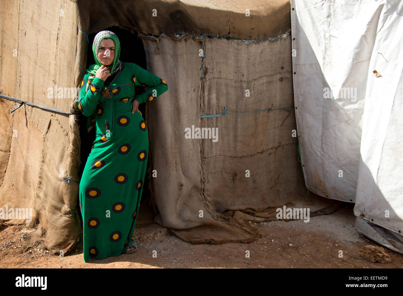Syrian woman, refugee camp, Lebanon Stock Photo - Alamy