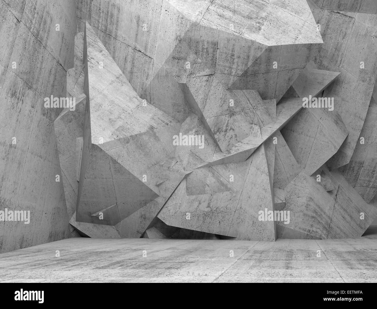 Abstract empty concrete 3d interior with chaotic polygonal relief ... Abstract empty concrete 3d interior with chaotic polygonal relief ...