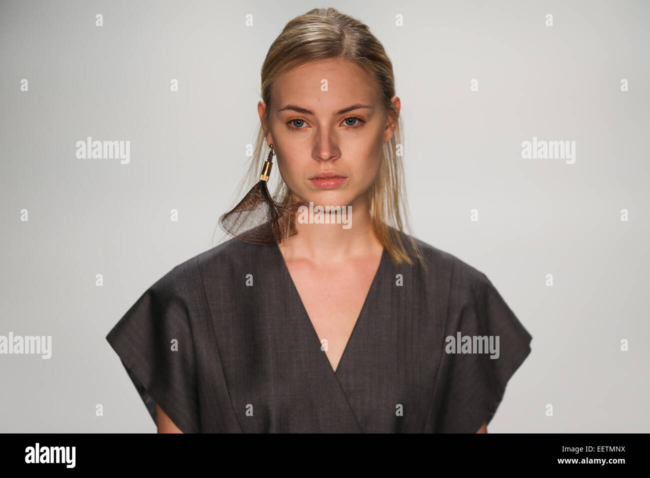 Berlin, Germany. 21st January, 2015. A model displays a creation of ...