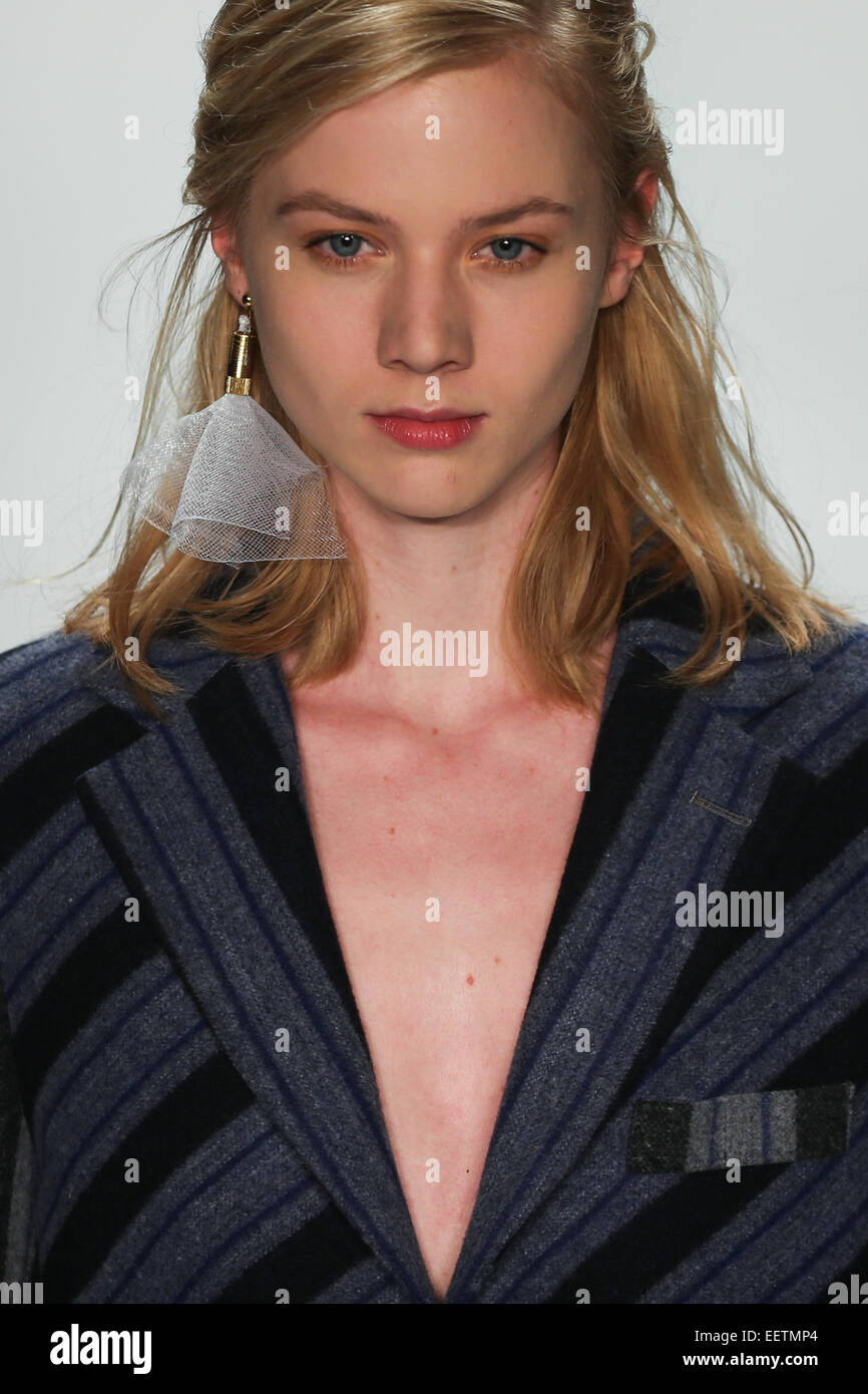 Berlin, Germany. 21st January, 2015. A model displays a creation of ...