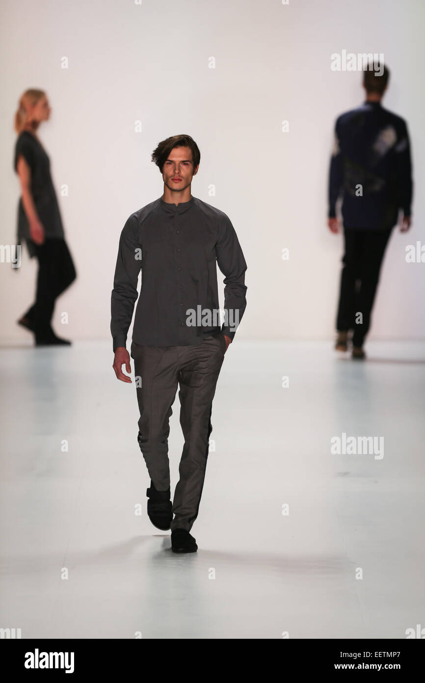 Berlin, Germany. 21st January, 2015. Models display creations of German ...