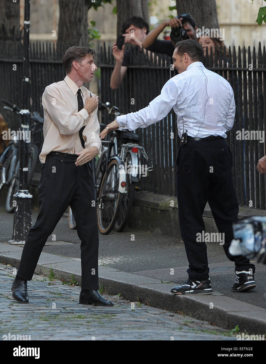 Tom Hardy shoots scenes for his latest film, 'Legend,' in Hackney. Tom ...