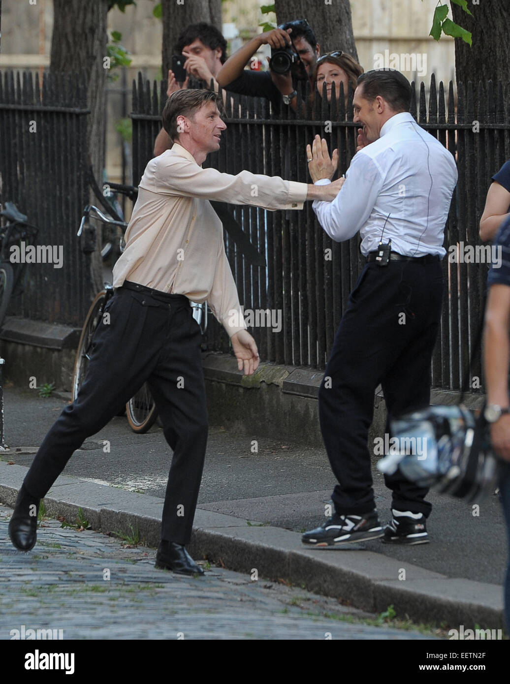 Tom Hardy shoots scenes for his latest film, 'Legend,' in Hackney. Tom ...