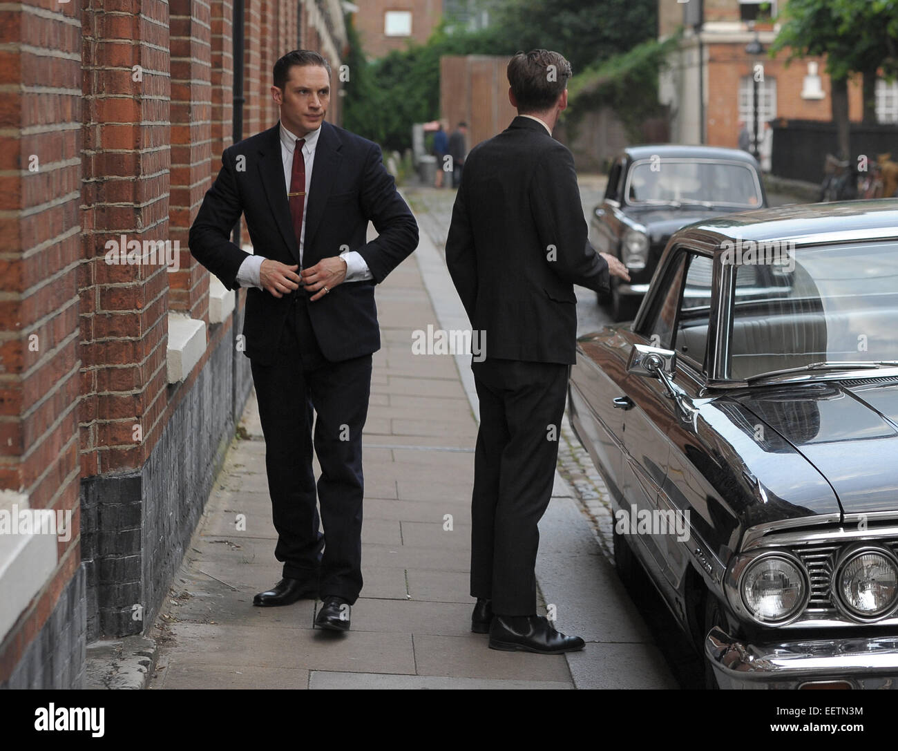 Tom Hardy shoots scenes for his latest film, 'Legend,' in Hackney. Tom ...