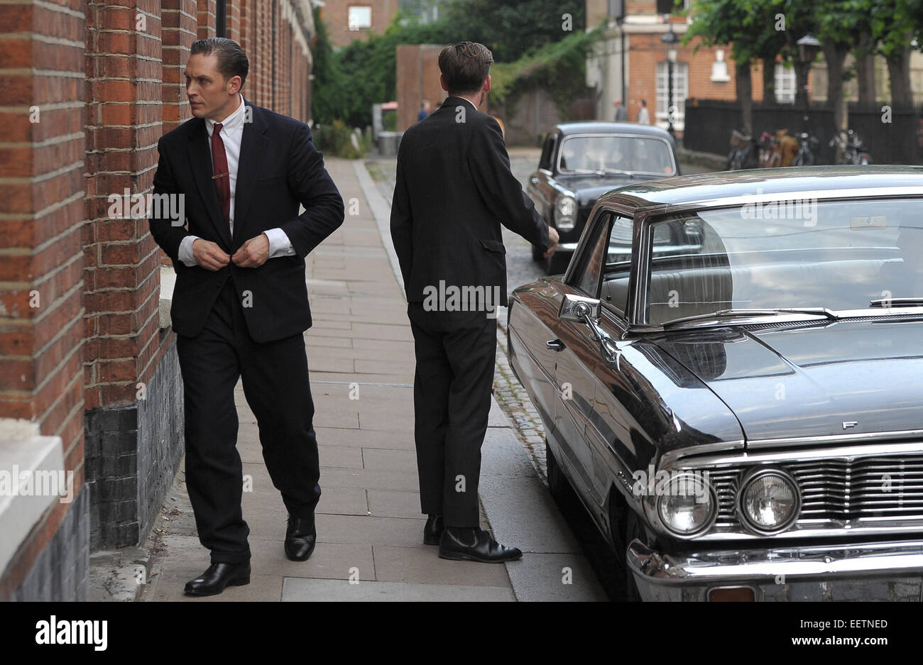 Tom Hardy shoots scenes for his latest film, 'Legend,' in Hackney. Tom ...