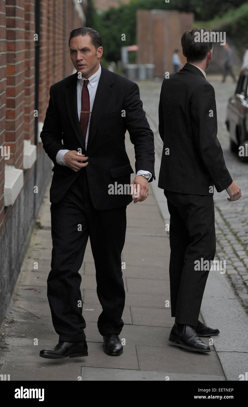 Tom Hardy shoots scenes for his latest film, 'Legend,' in Hackney. Tom ...