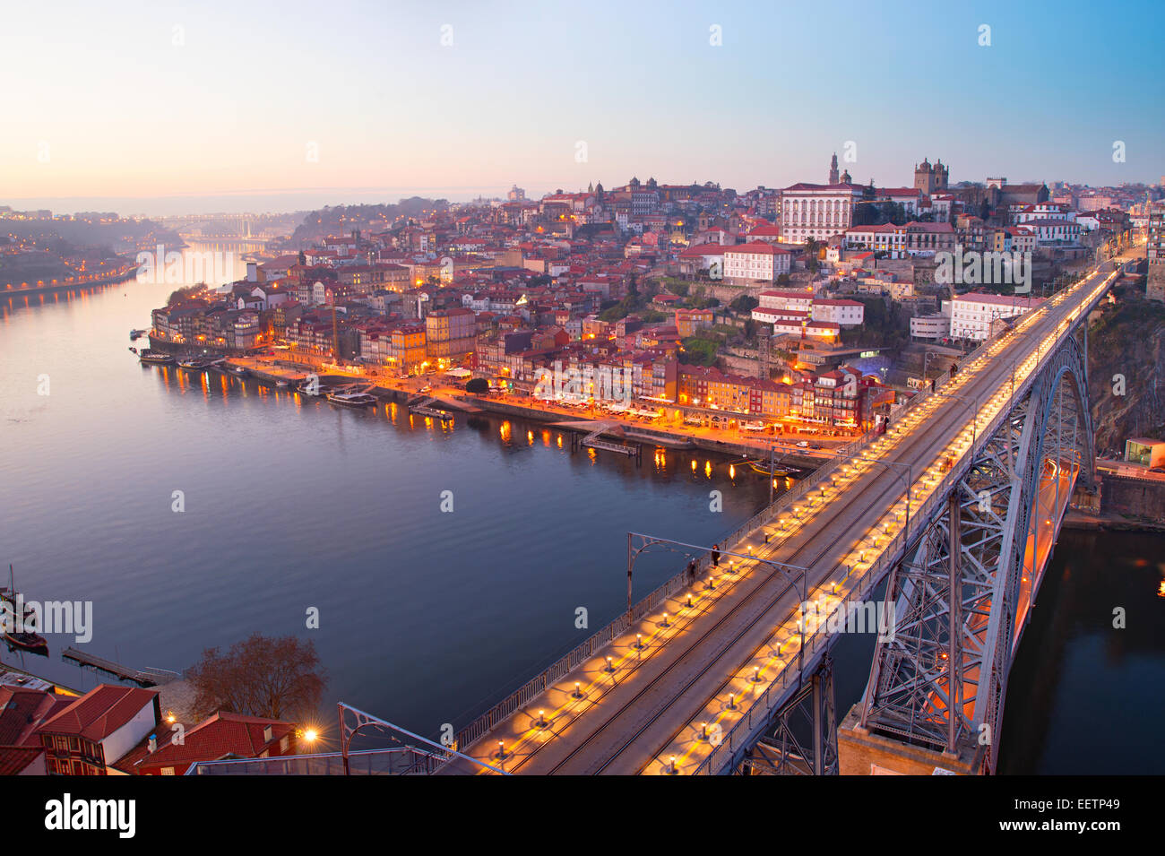 Skyline of Porto with famous Dom Luis Bridge, Portugal Stock Photo - Alamy
