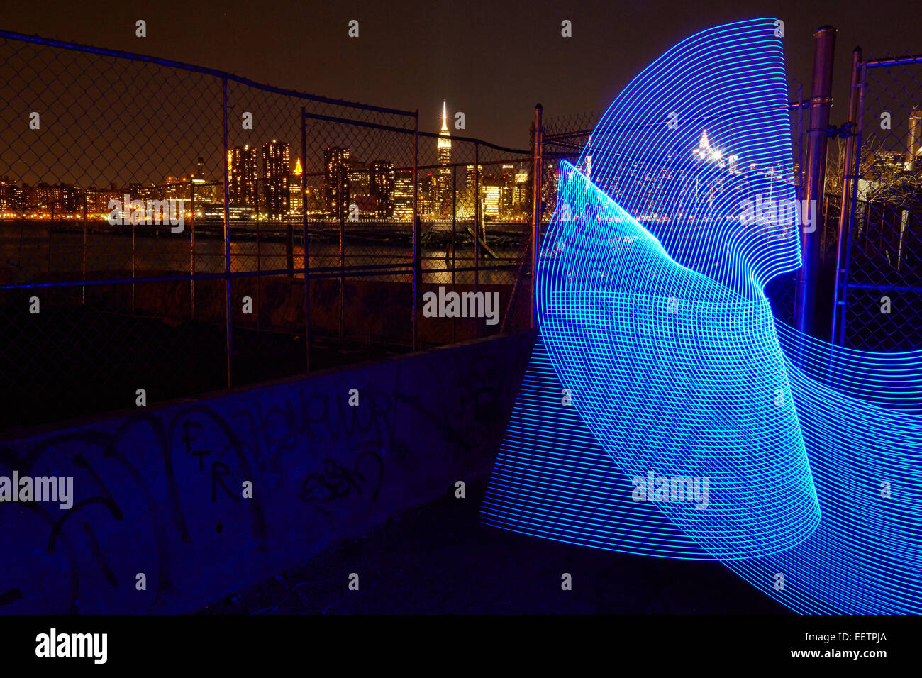 Light painting shapes on the river Stock Photo - Alamy