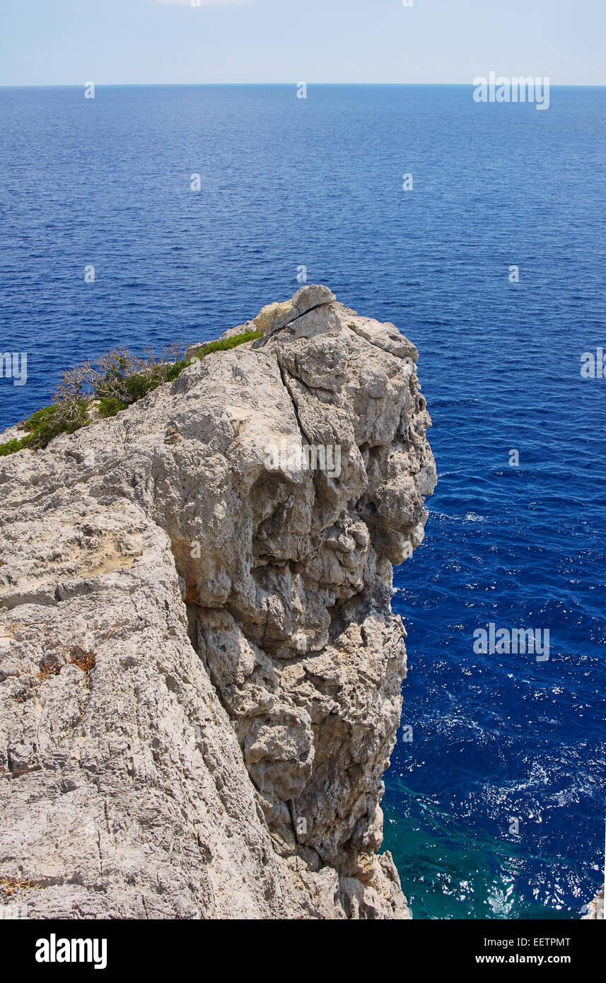Rocky promontory on the Mediterranean Sea, on the island of Rhodes ...