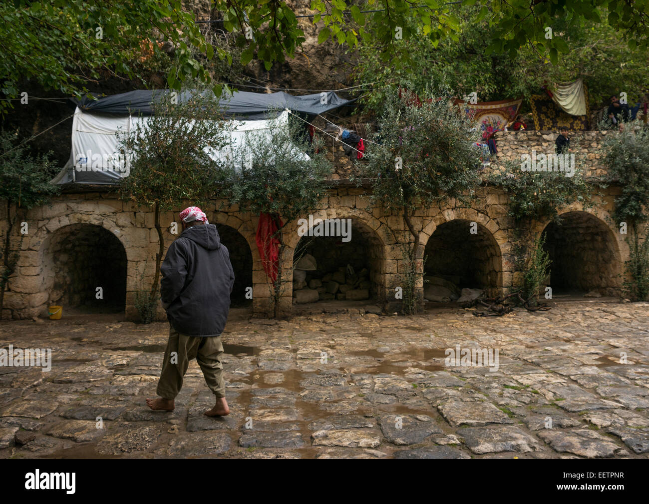 Yezedi Refugees Tents From Sinjar Living In Lalesh Temple, Kurdistan ...