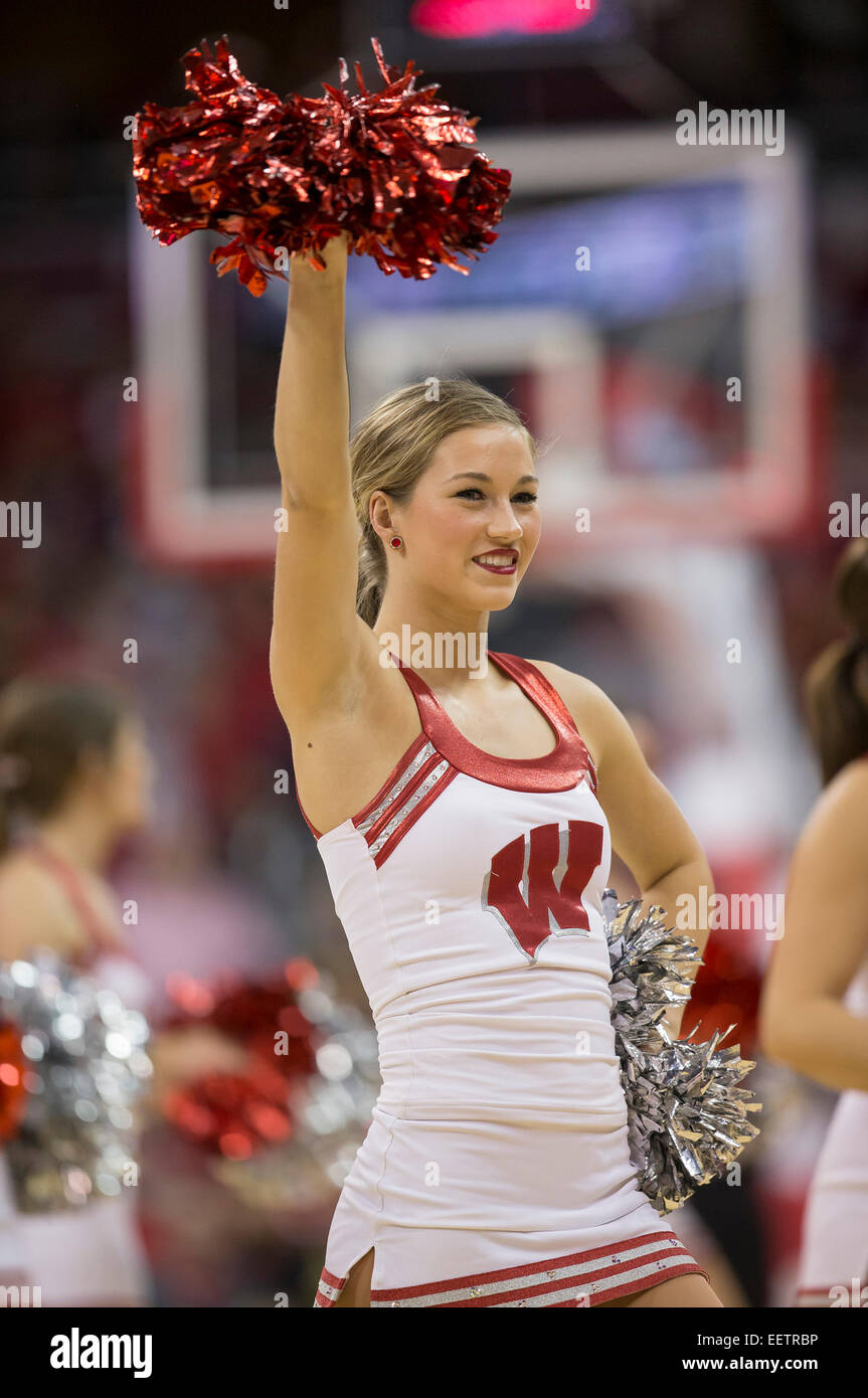 January 20, 2015: A member of the Wisconsin Dance Team entertains crowd ...