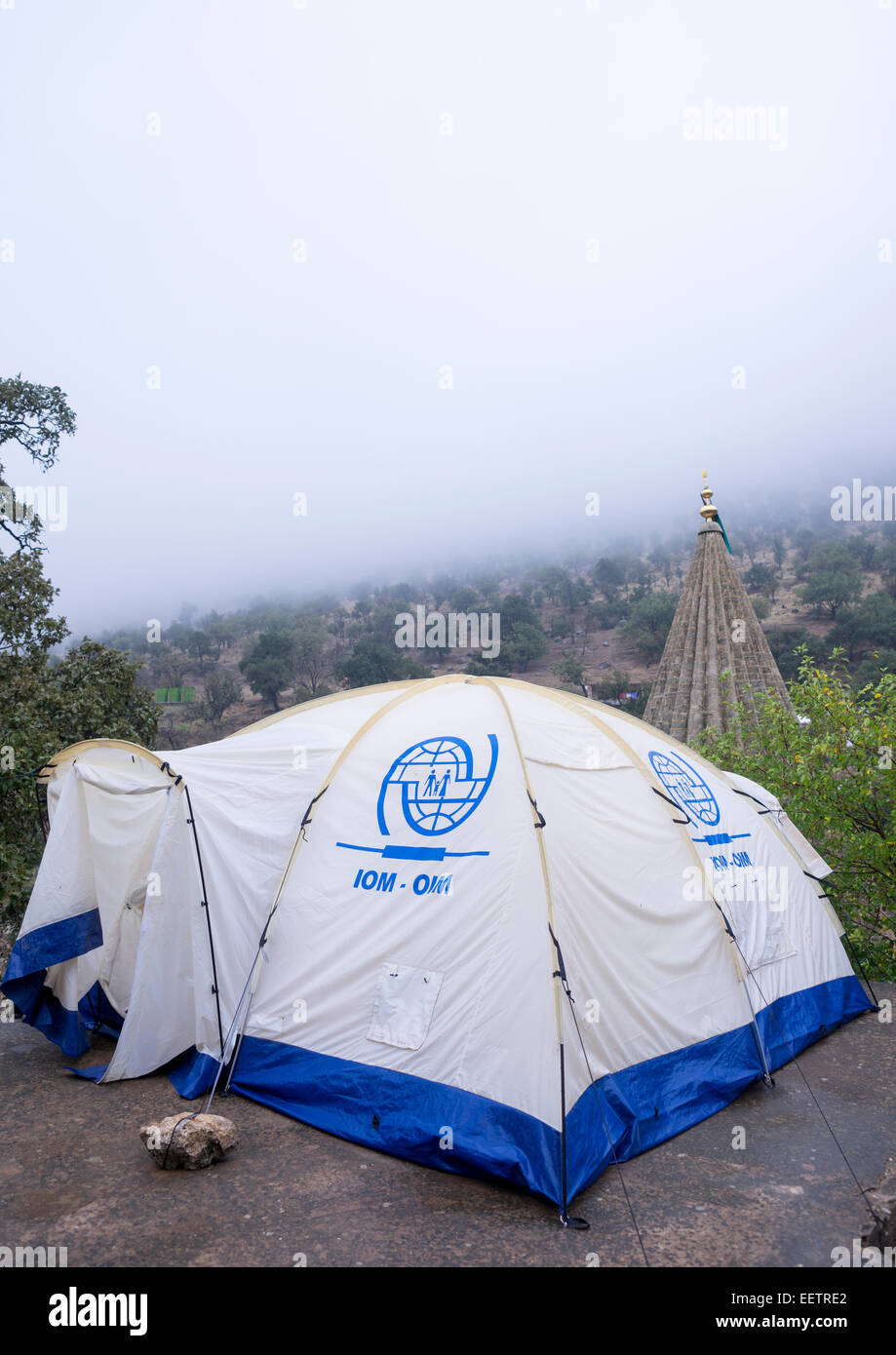 Yezedi Refugees Tents From Sinjar Living In Lalesh Temple, Kurdistan ...