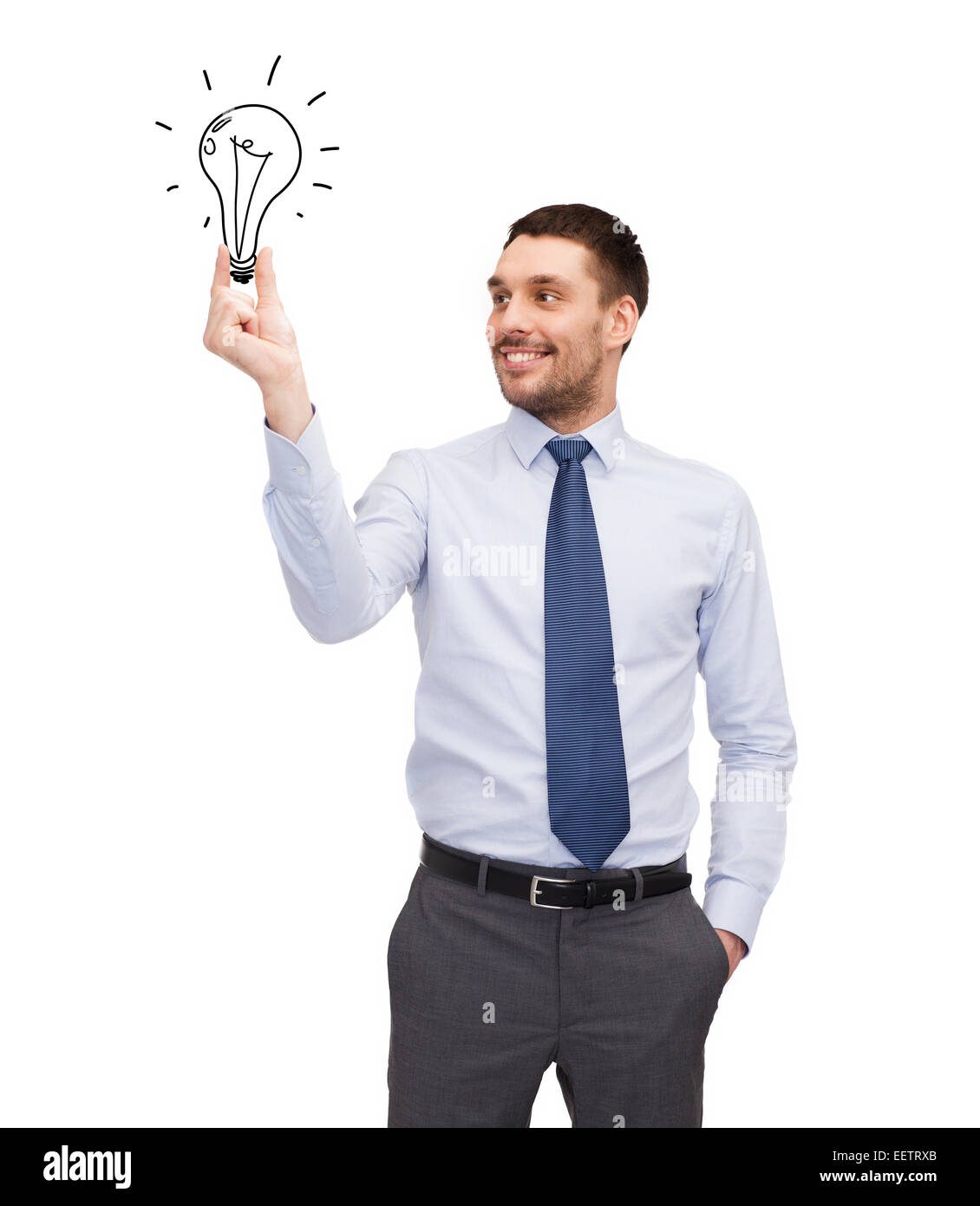 handsome businessman holding light bulb Stock Photo - Alamy