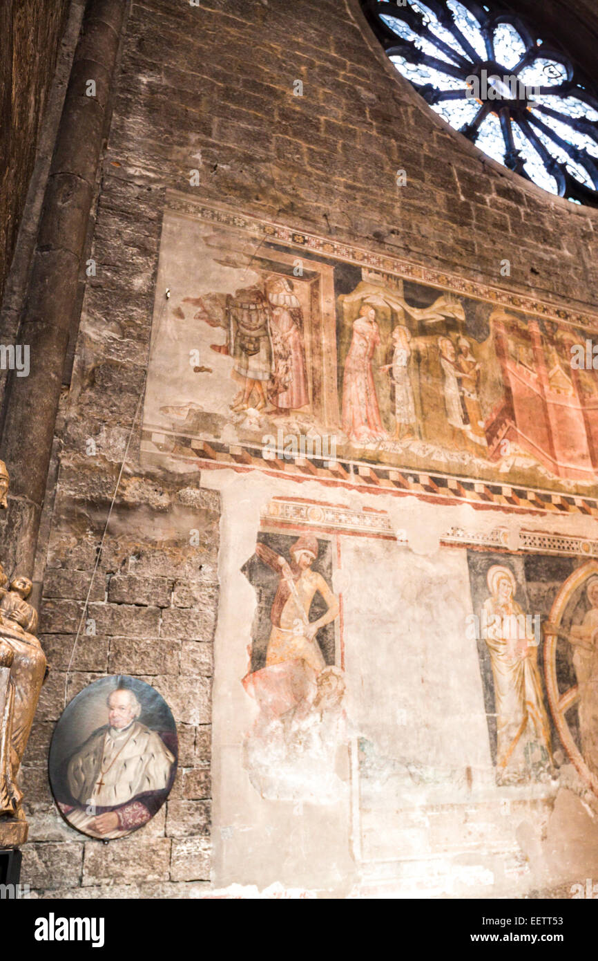 Ancient fresco into a romanesque-Gothic cathedral of Saint Vigilius ...