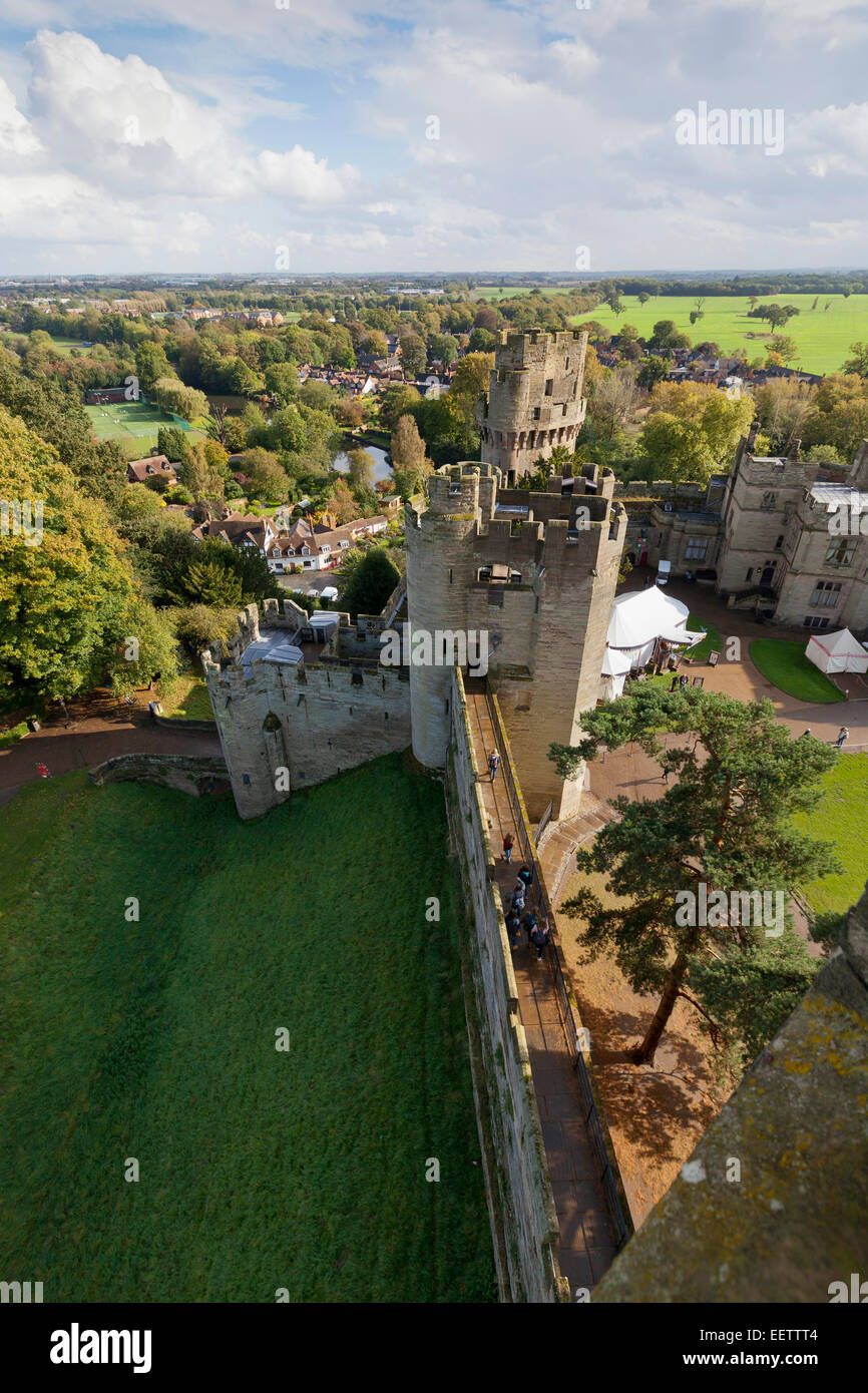 View from ramparts of Warwick Castle Stock Photo - Alamy