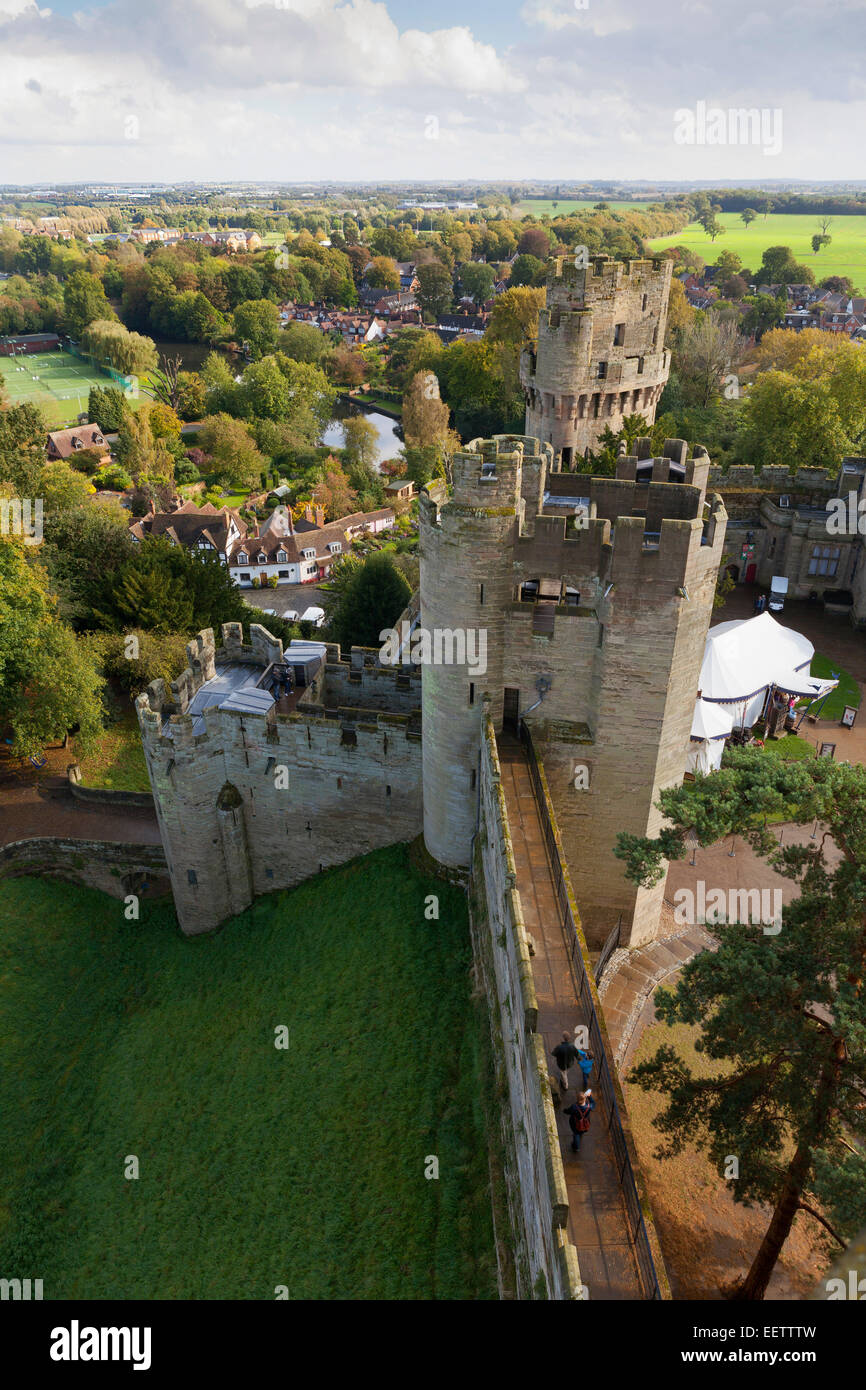 View from ramparts of Warwick Castle Stock Photo - Alamy