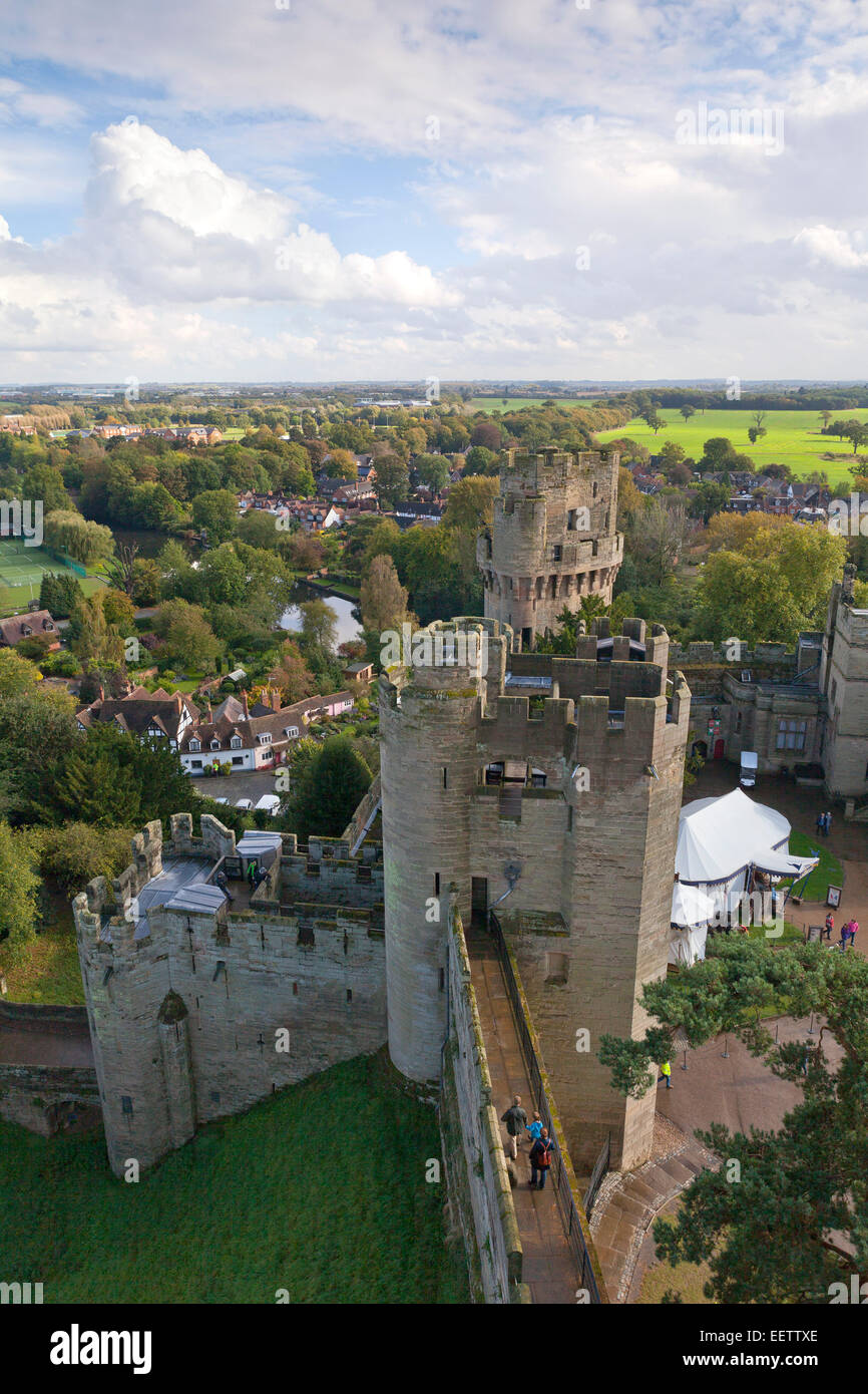 View from ramparts of Warwick Castle Stock Photo - Alamy