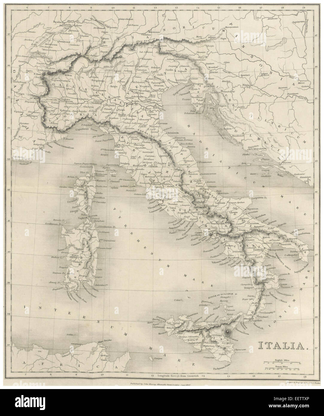 An illustration from Gibbon’s 1862 work titled 'Italia,' showing the ...