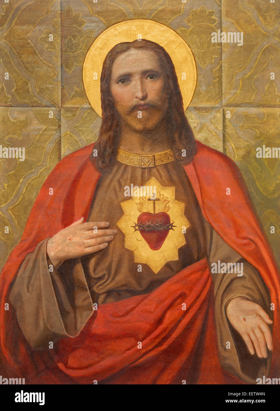 VIENNA, AUSTRIA - DECEMBER 17, 2014: The Heart of Jesus paint on the ...