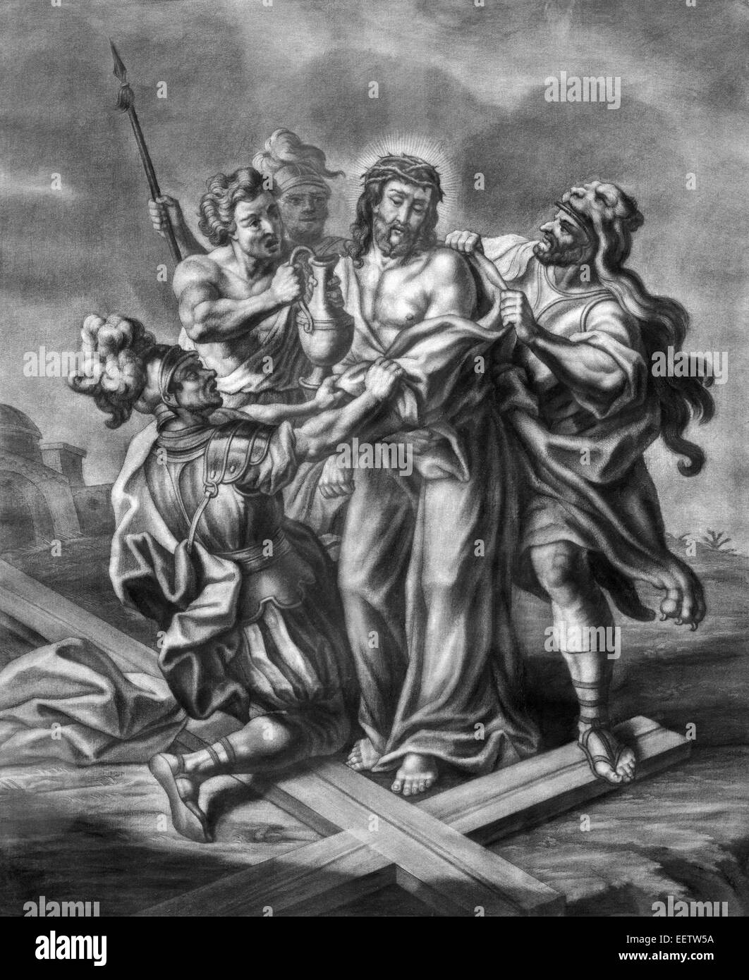 Jesus christ stripped of his garments Black and White Stock Photos ...