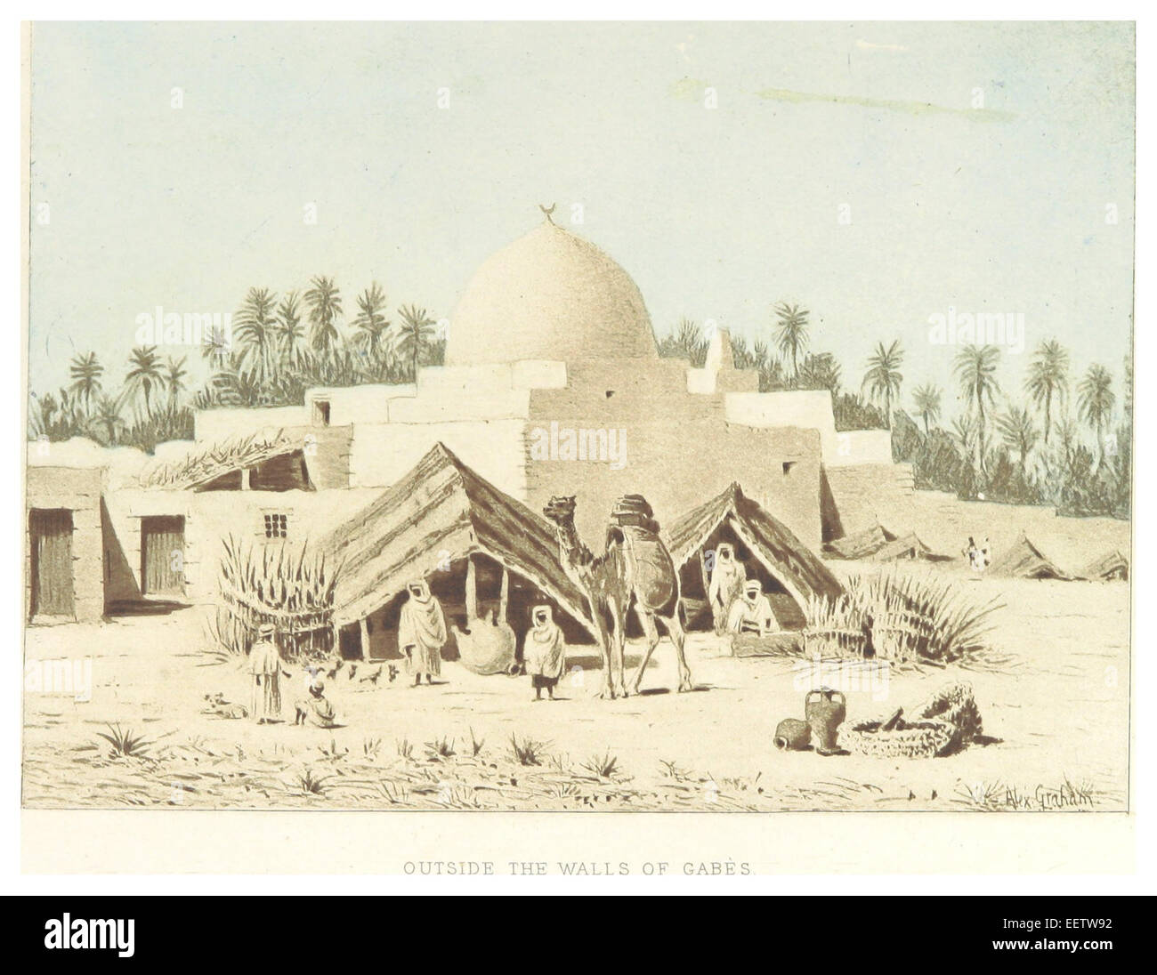 An 1887 illustration by Graham, showing the landscape outside the walls ...