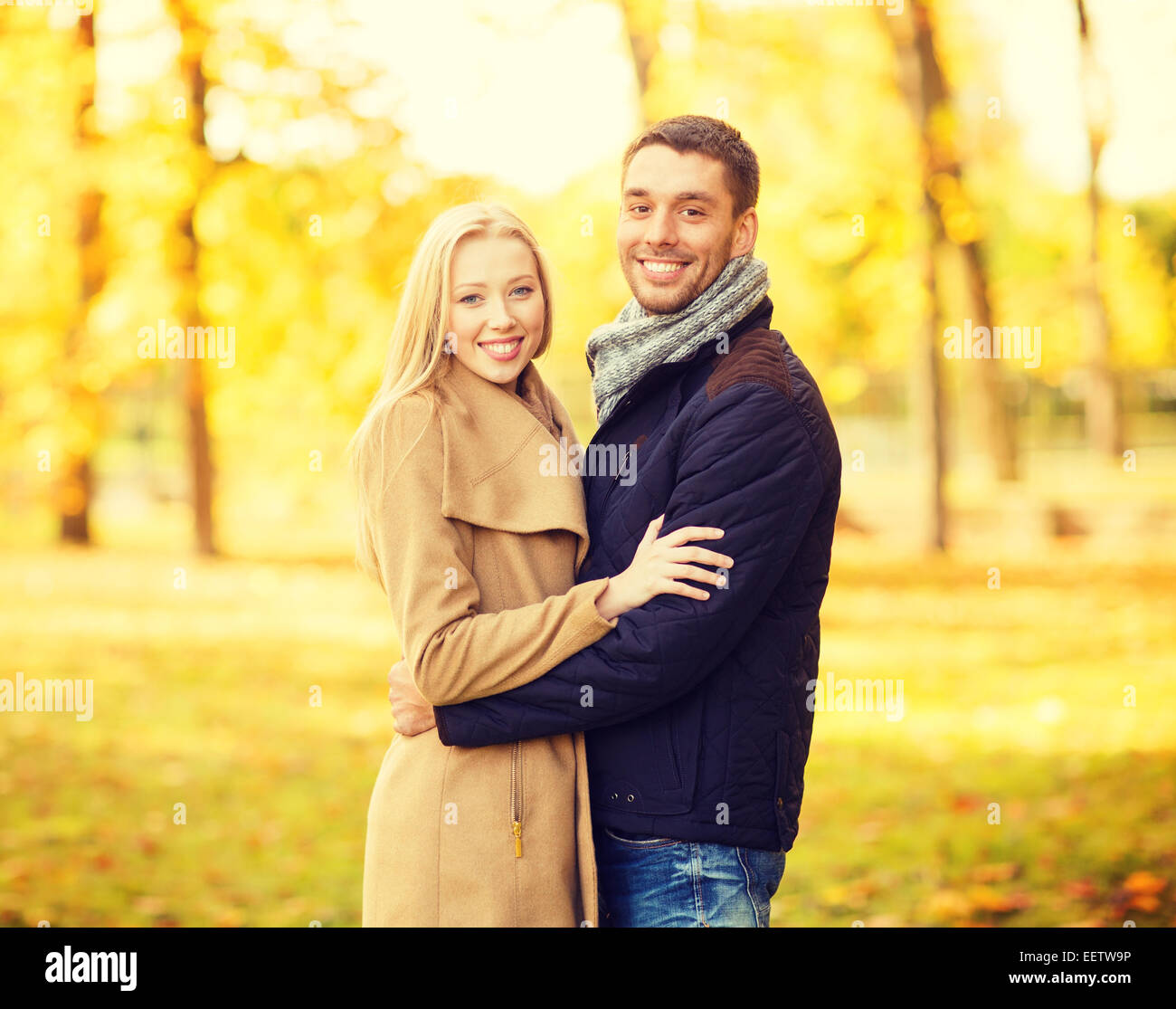 romantic couple in the autumn park Stock Photo - Alamy