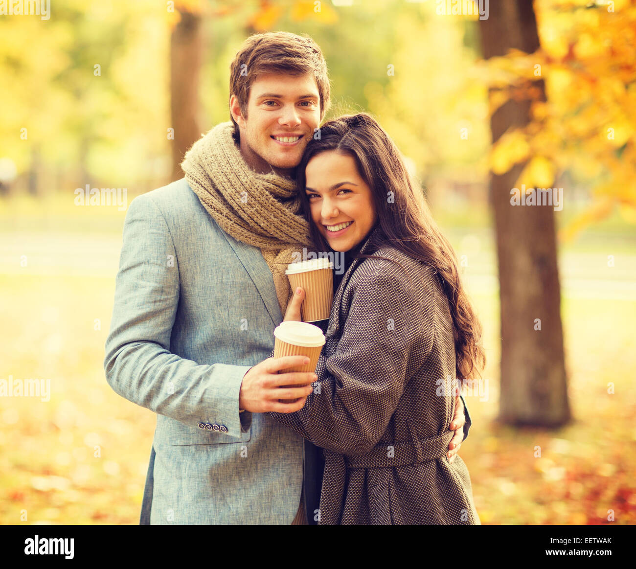 romantic couple in the autumn park Stock Photo - Alamy