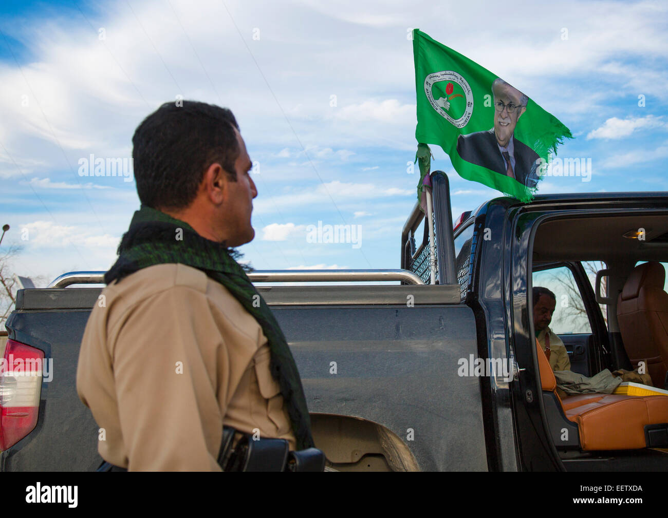 Peshmerga Car With A Patriotic Union Of Kurdistan Flag, Kirkuk ...