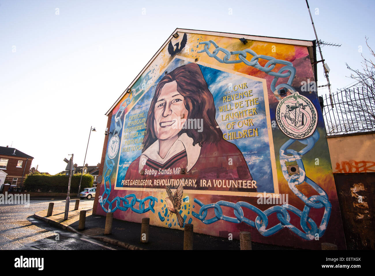 The Memorial to Bobby Sands who died on hunger strike in 1981, Belfast ...