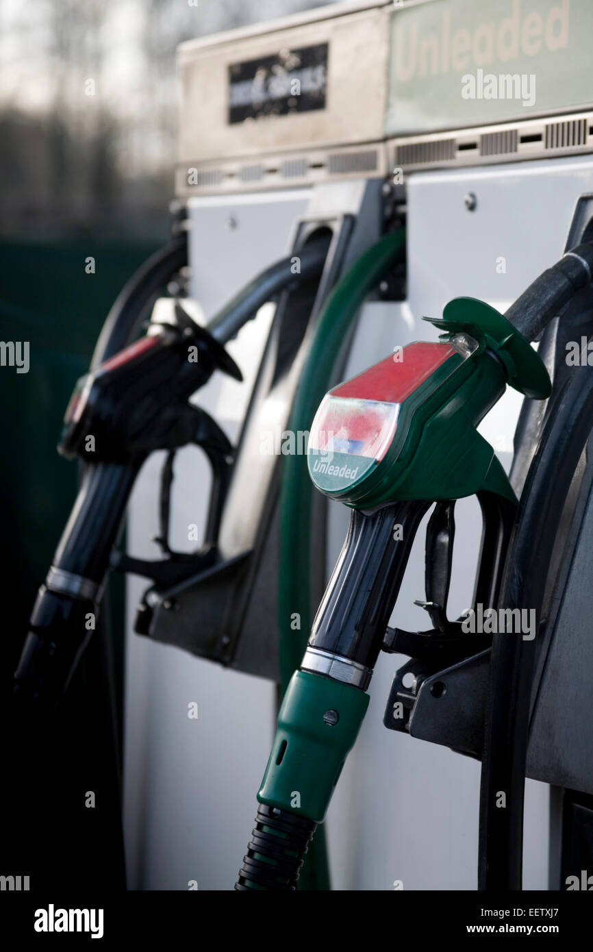 Petrol and diesel filling nozzles at UK service station Stock Photo - Alamy