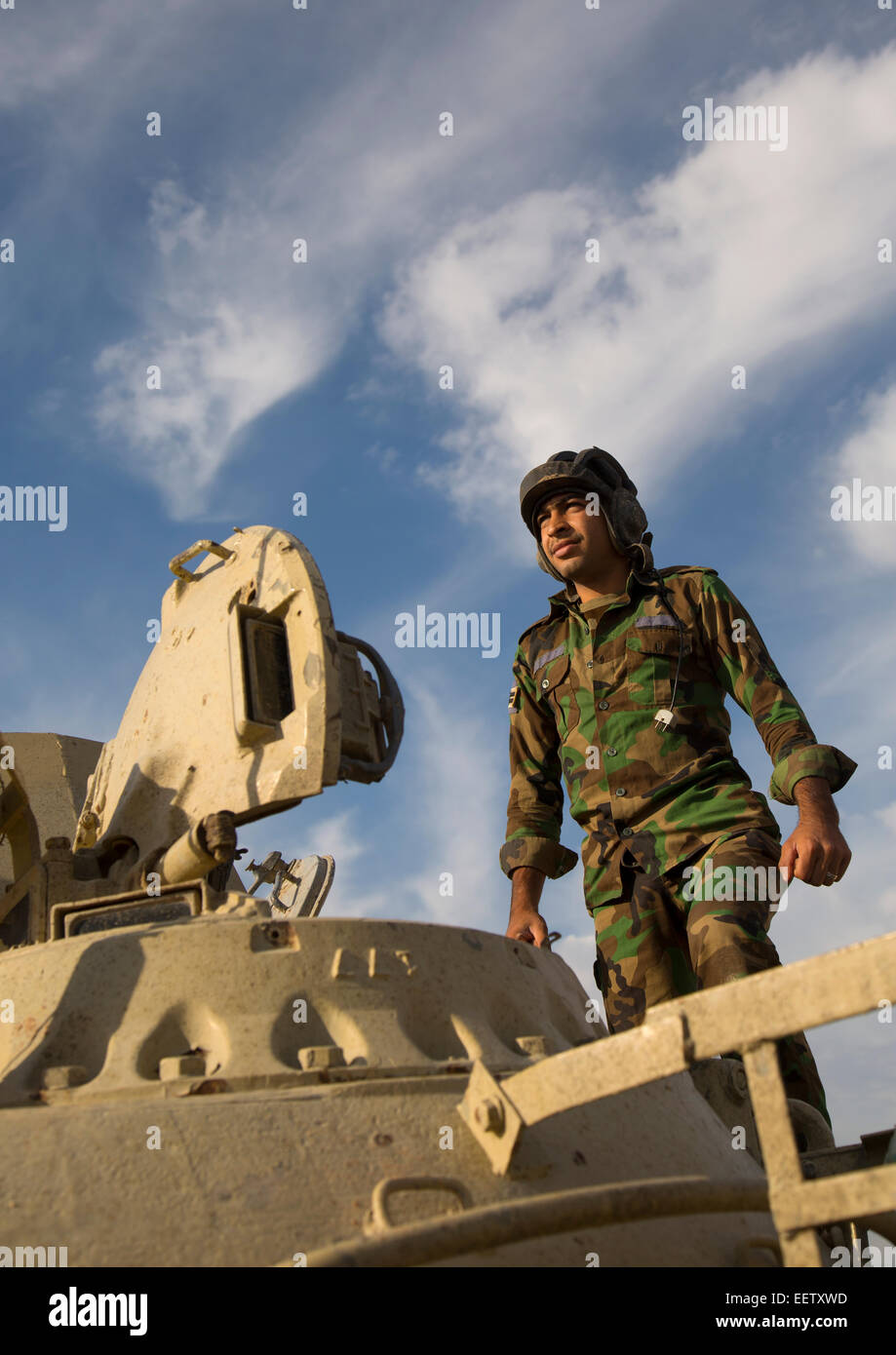 Kurdish Peshmerga Tank Pilot On The Frontline, Kirkuk, Kurdistan, Iraq ...
