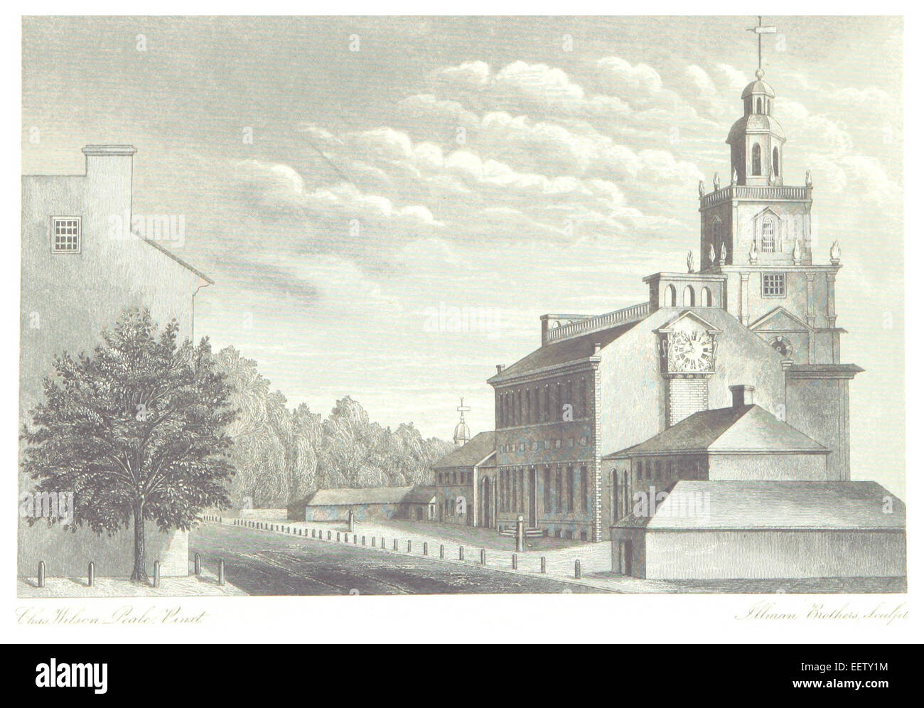 Lossing’s 1876 illustration depicts the State House in Philadelphia, a ...