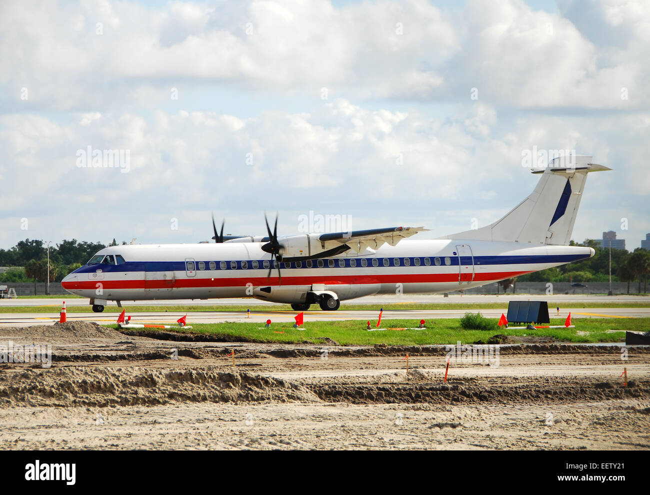 Passenger turboprop airplane for regional flights ATR-72 Stock Photo ...