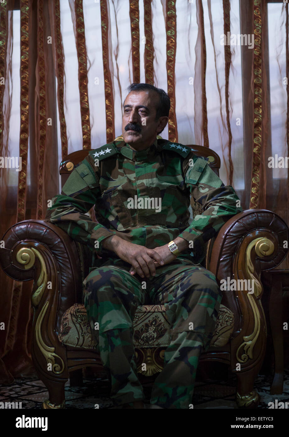 Peshmerga Colonel Yousuf Majid, Sulaymaniyah, Kurdistan, Iraq Stock ...