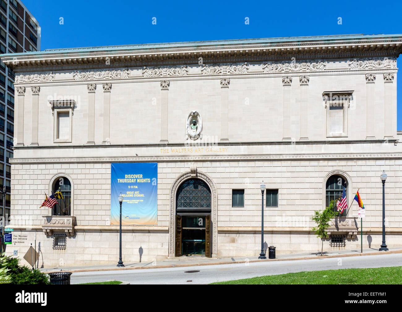 The North Charles Street (Washington Place) entrance to the Walters Art ...