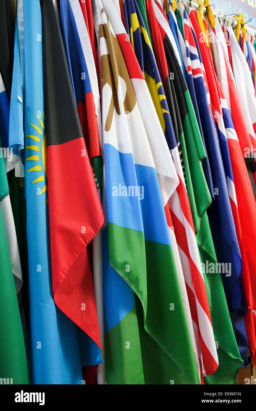Close up of an assortment of colourful world flags Stock Photo - Alamy