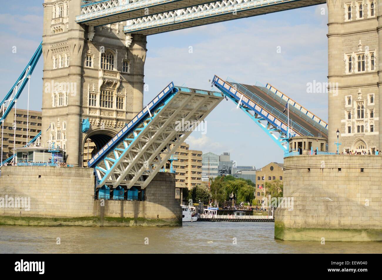 Road deck raised on Tower Bridge in London, England Stock Photo - Alamy