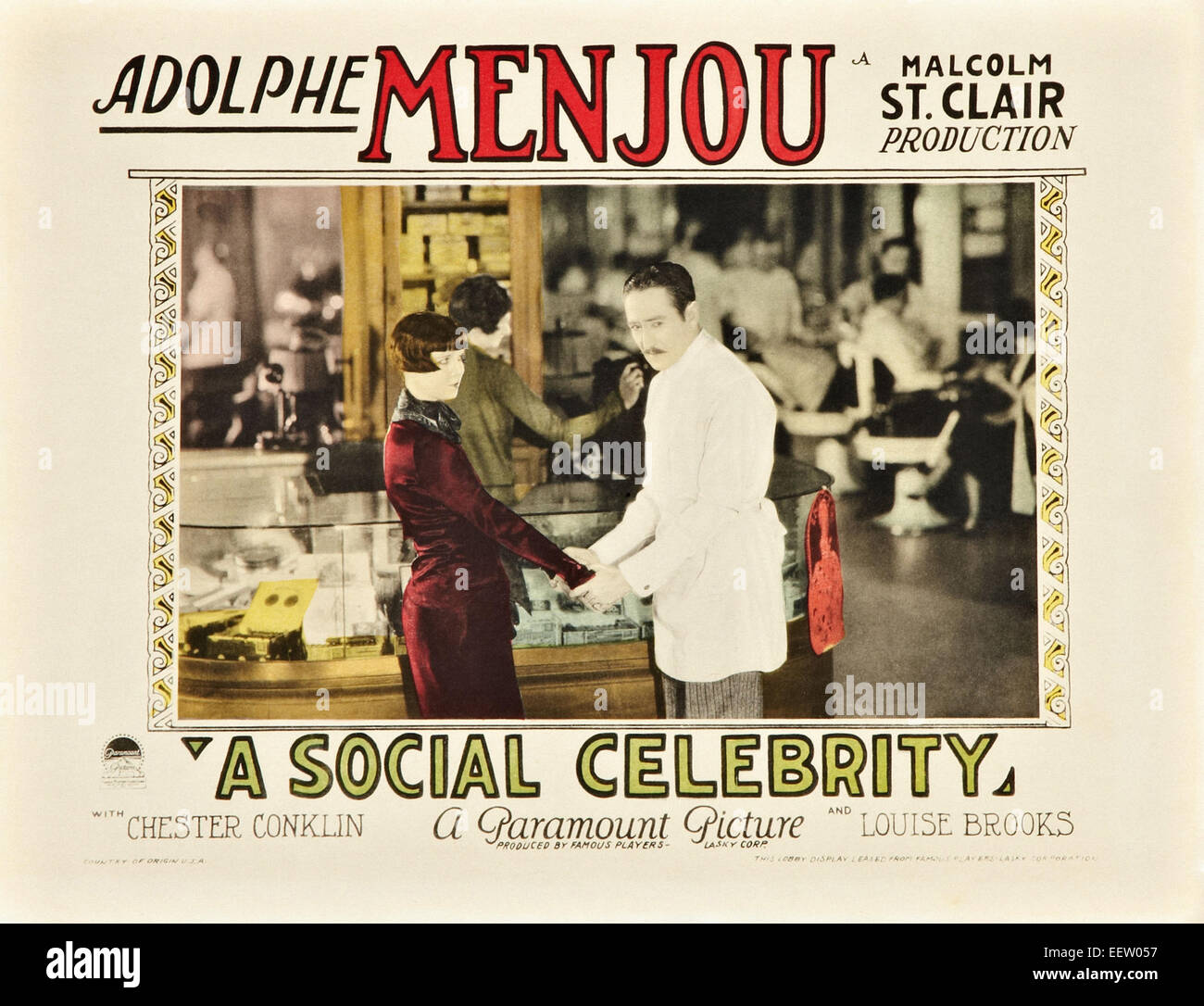 A Social Celebrity - Adolphe Menjou - Movie Poster Stock Photo - Alamy