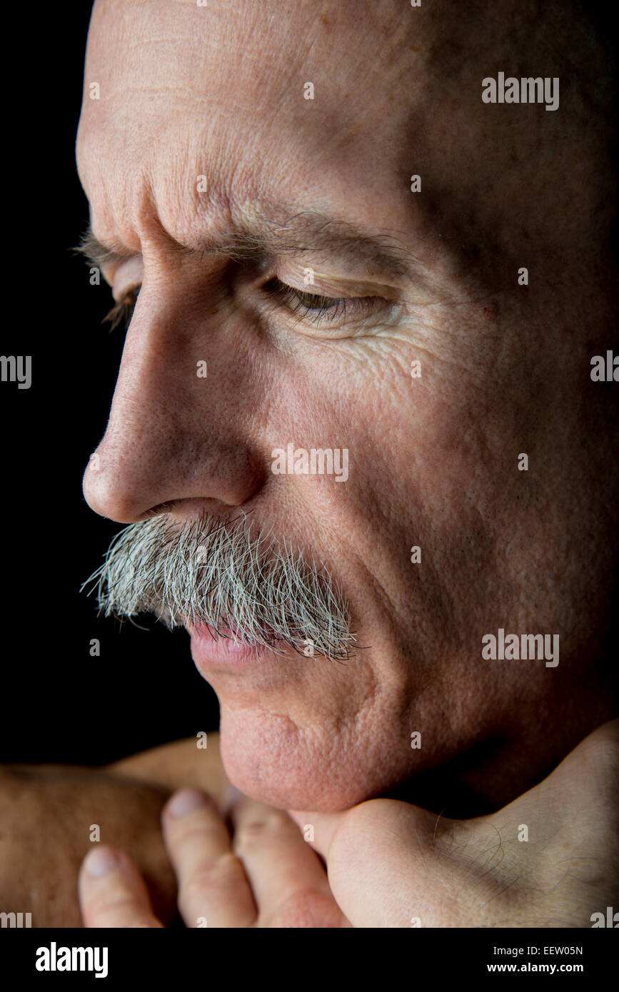 Old man side profile white background hi-res stock photography and ...