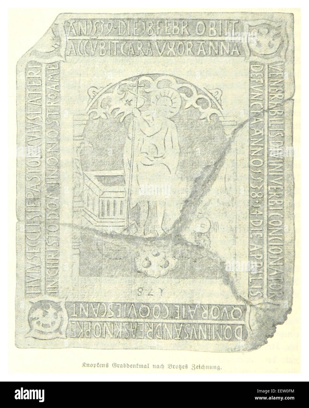 An 1897 illustration by Mettig depicting the gravestone of Andres ...