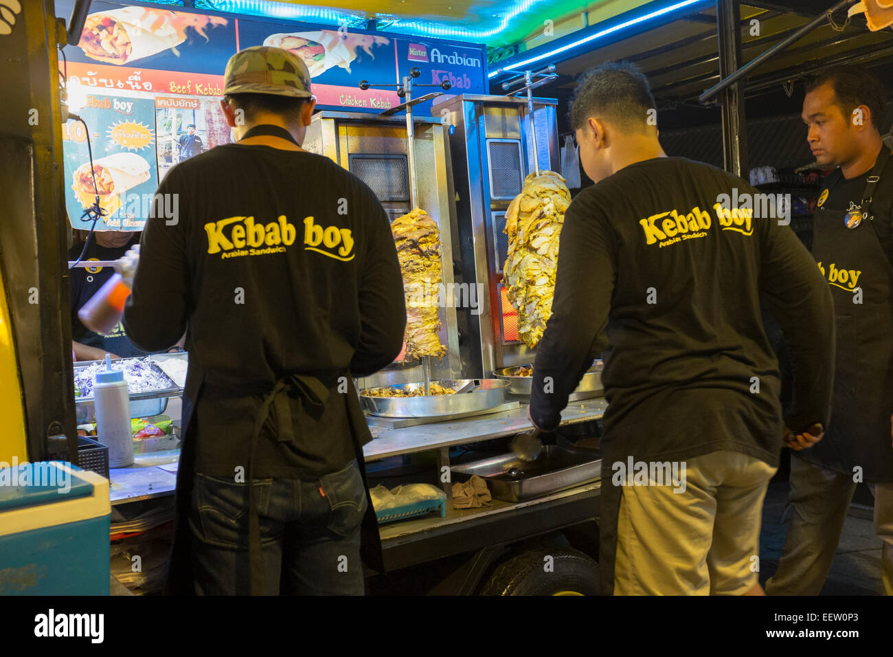 Kebab Boy Stand at Night Train Market Bangkok Thailand Stock Photo - Alamy