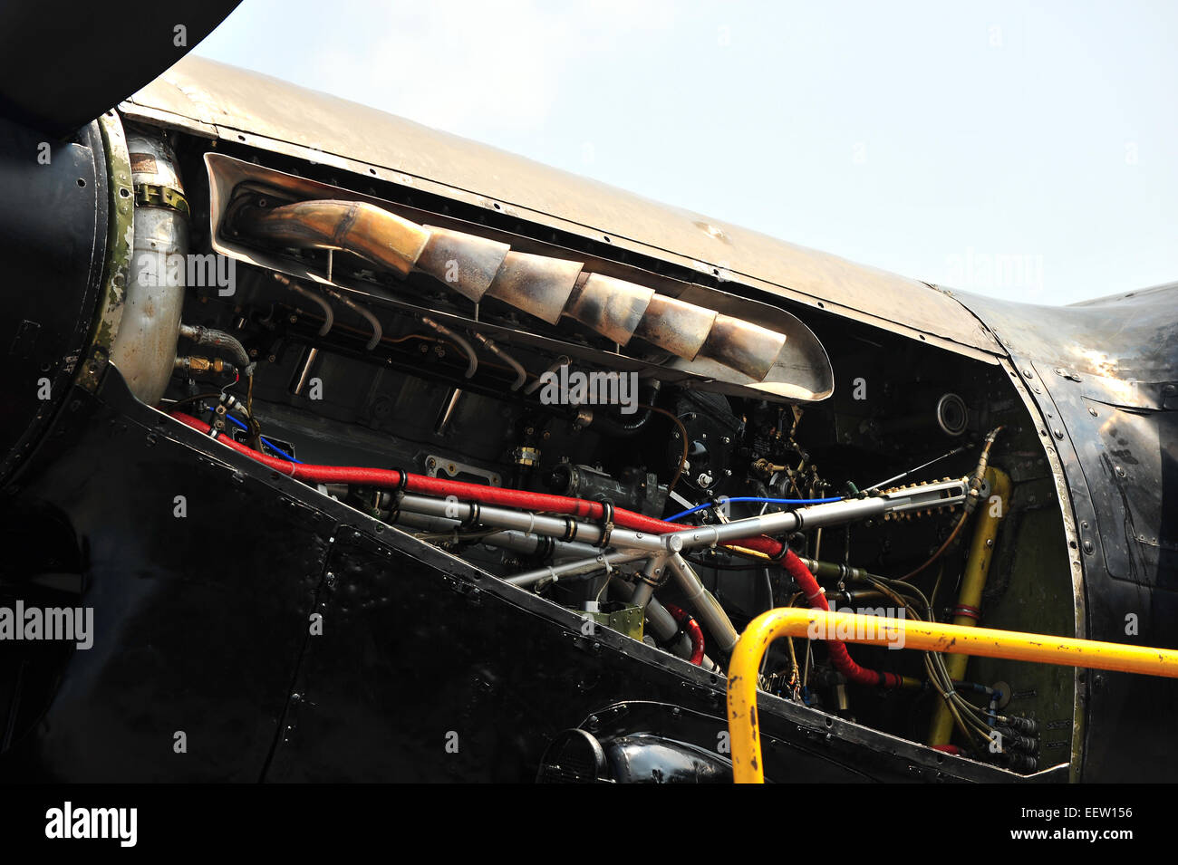 The exposed Rolls Royce Merlin engine of an airworthy World War 2 ...