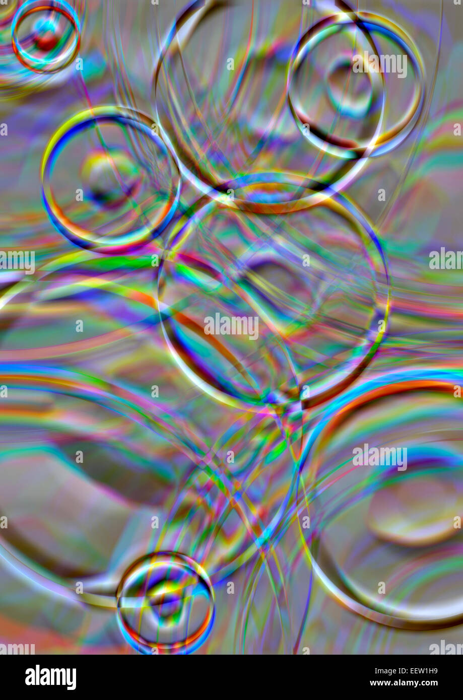 Iridescent circles on a gray background Stock Photo - Alamy