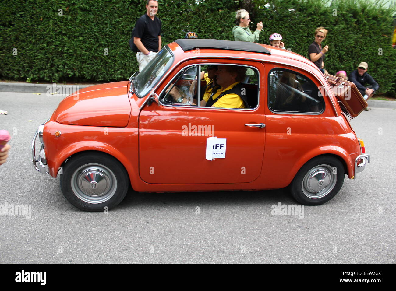Red Fiat 500 during a Fiat 500 carshow in Cavallino Treporti, Italy ...