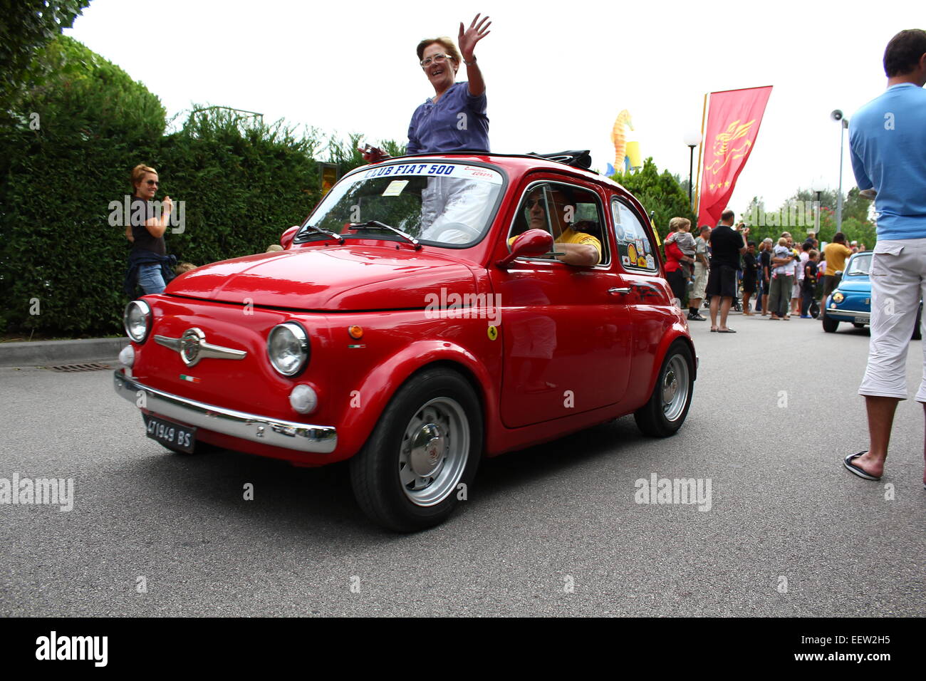 Red Fiat 500 during a Fiat 500 carshow in Cavallino Treporti, Italy ...