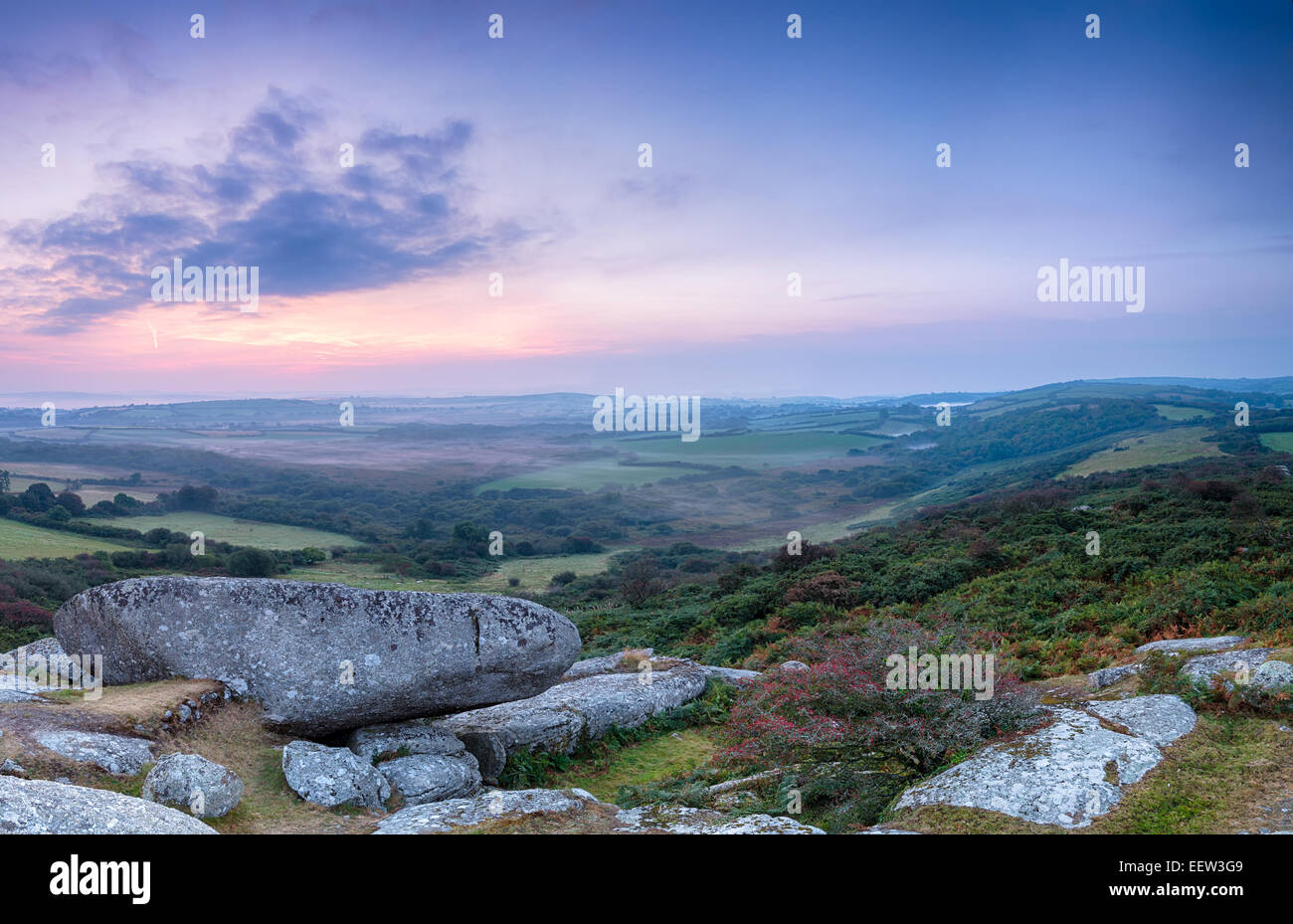 Rugged moorland countryside at Helman Tor near Bodmin in Cornwall Stock ...