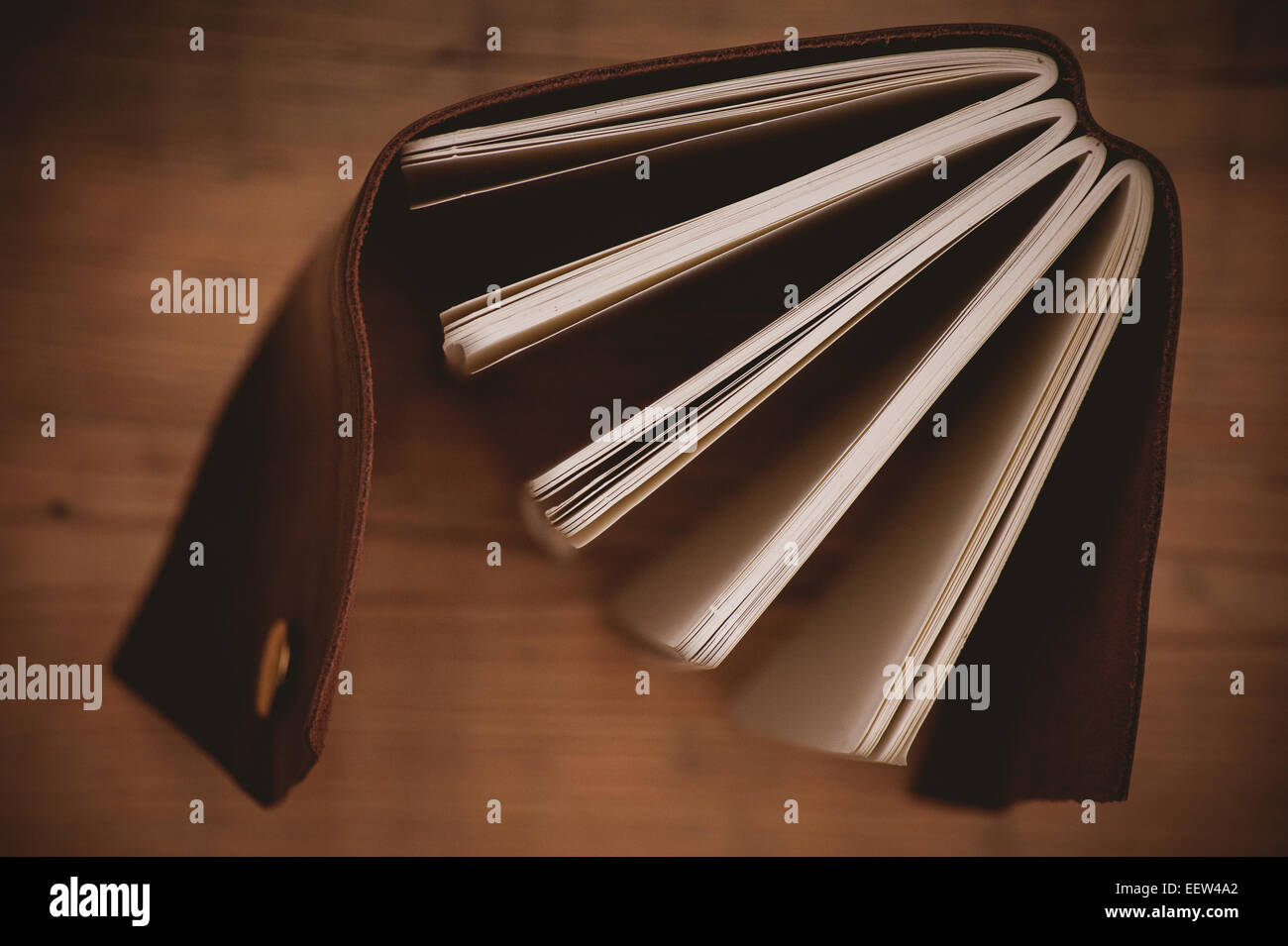 top view on leather notebook with clasp Stock Photo - Alamy