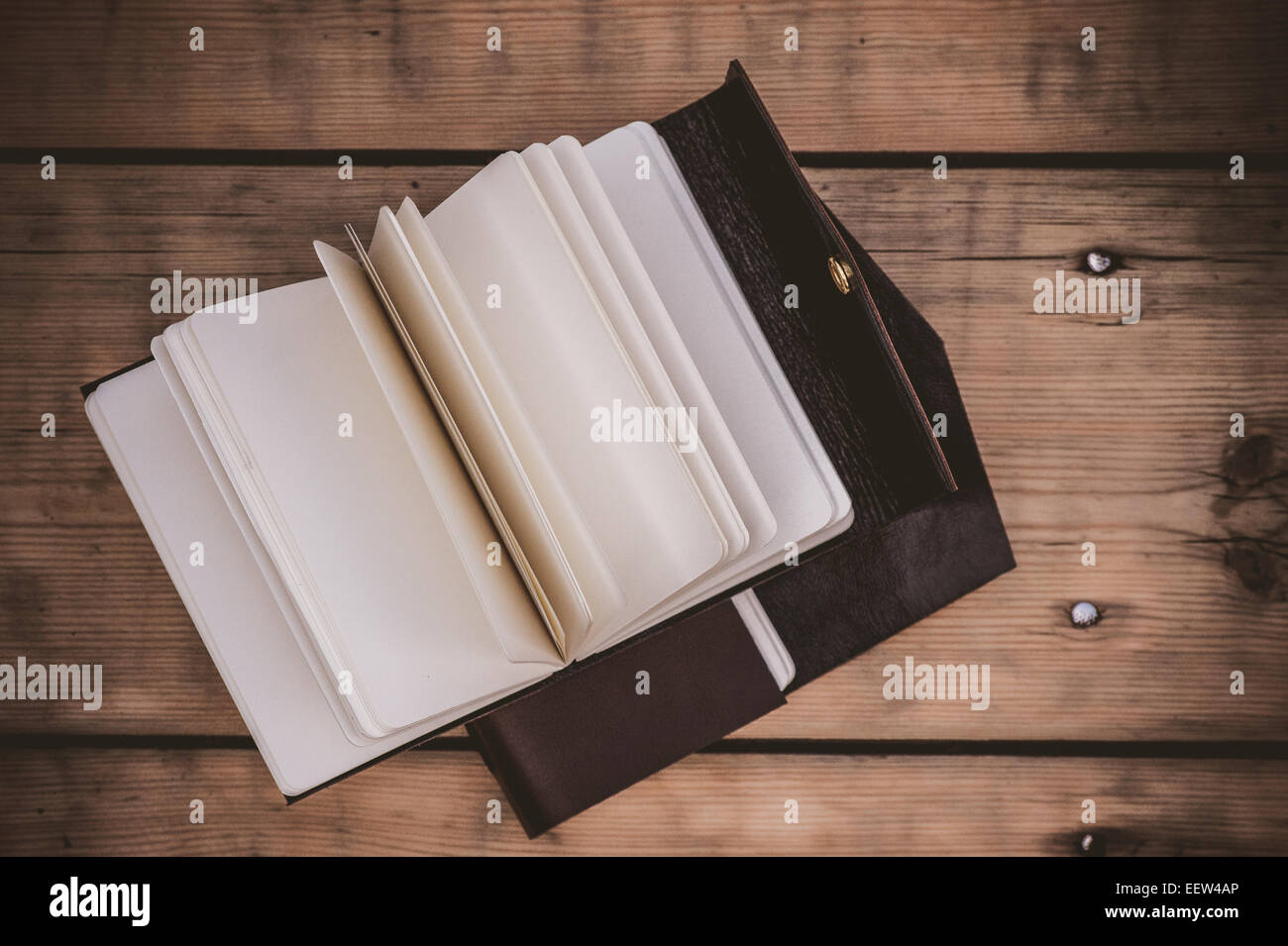 top view on leather notebook with clasp Stock Photo - Alamy